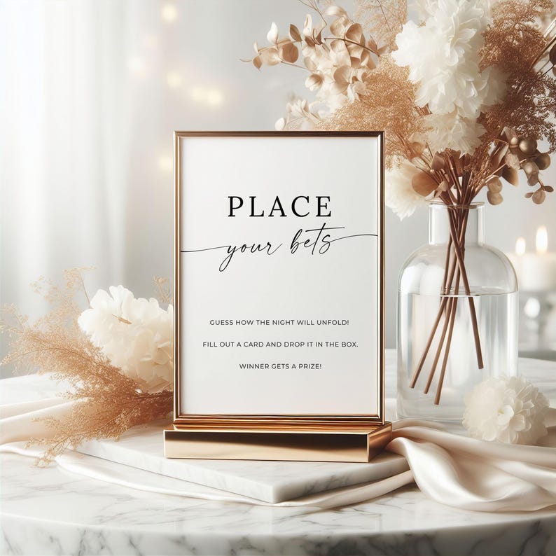 Place Your Bets Wedding Card, Weddings Prop Bet Template Game, Cocktail ...