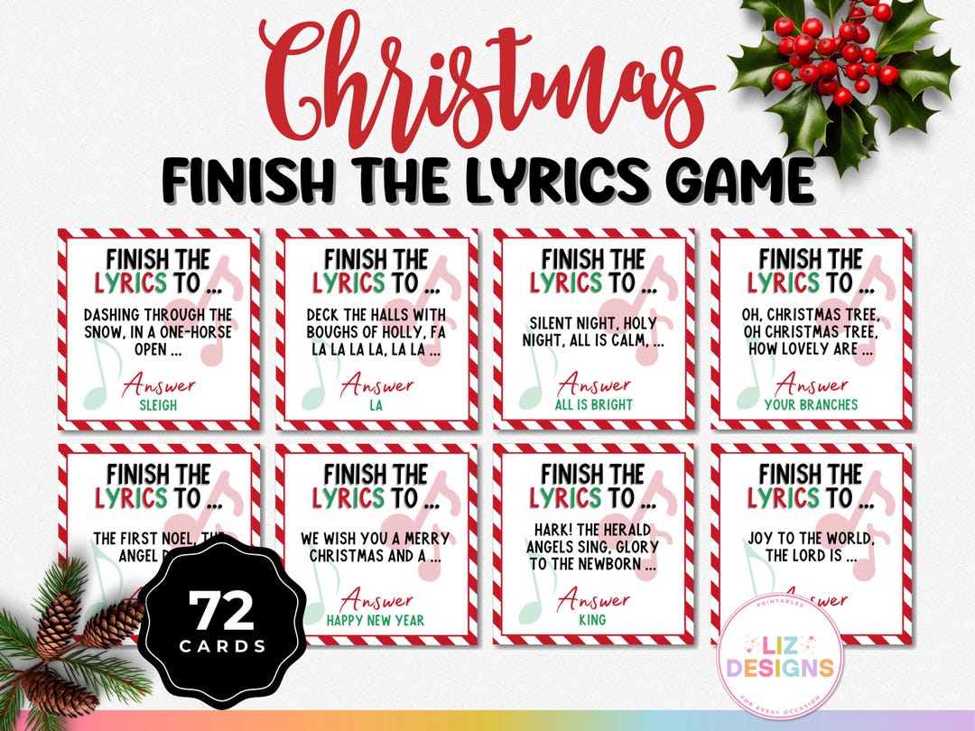 Christmas Carol Finish the Lyrics Game, Printable Christmas Carol Game ...