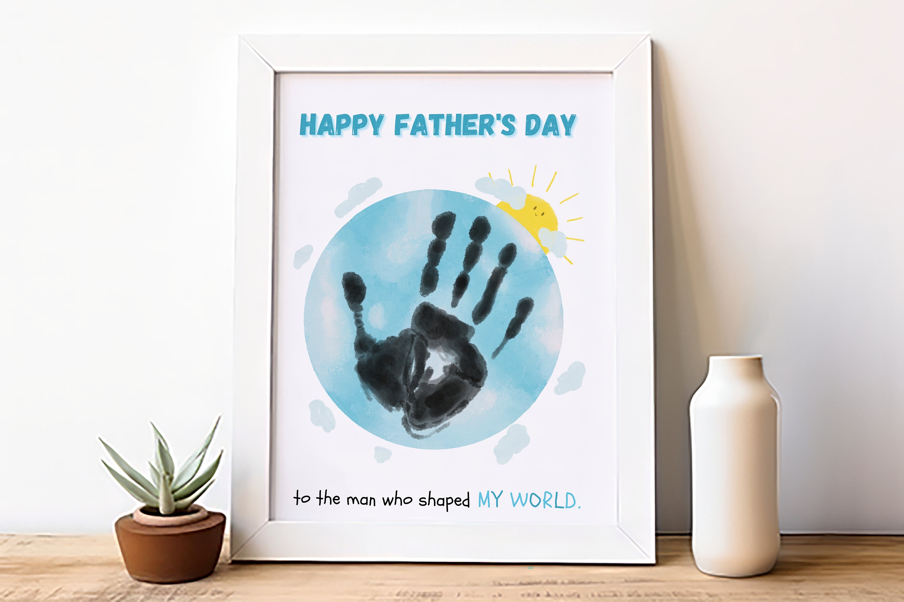 Dad Handprint Gift Template, Father's Day Handprint Printable Craft for ...