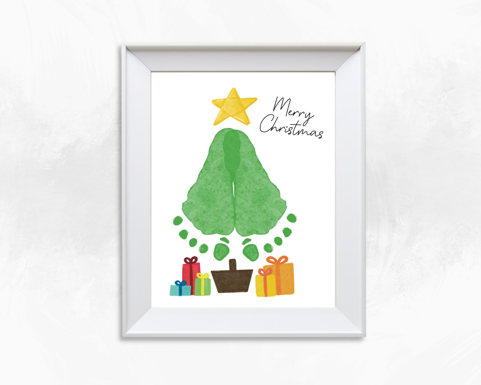 Christmas Tree Footprint Art Printable, Christmas Crafts for Kids, DIY ...