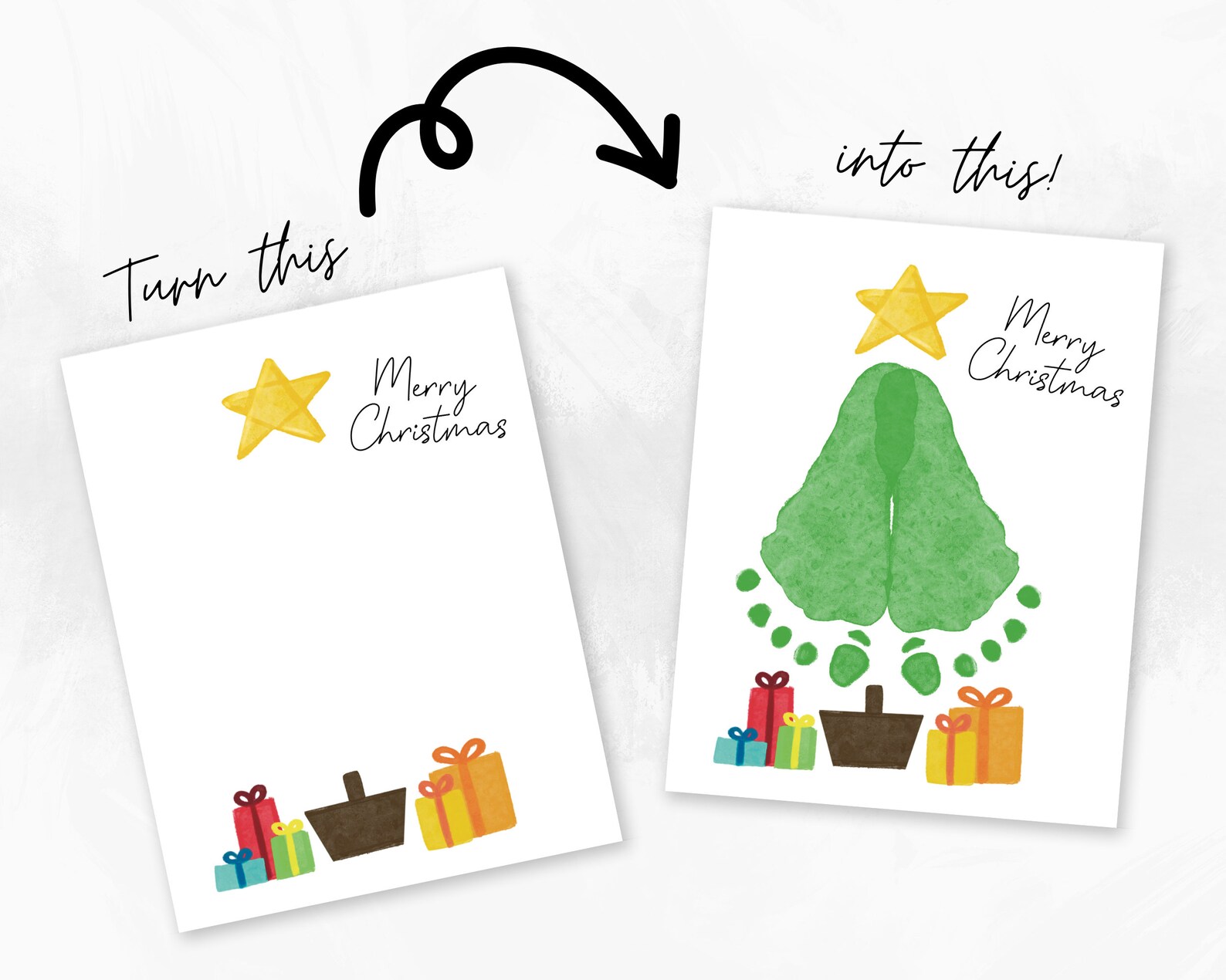 Christmas Tree Footprint Art Printable, Christmas Crafts for Kids, DIY ...