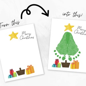 Christmas Tree Footprint Art Printable, Christmas Crafts for Kids, DIY ...