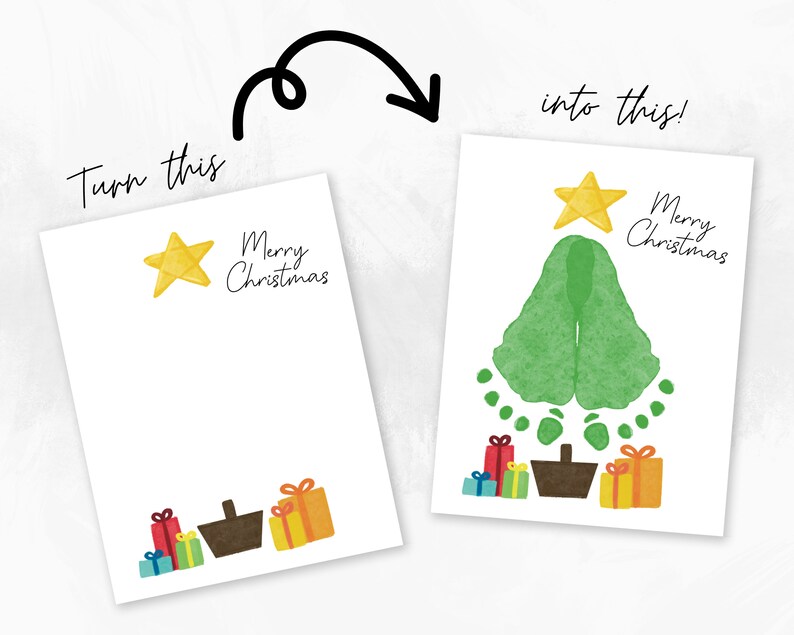 Christmas Tree Footprint Art Printable, Christmas Crafts for Kids, DIY ...