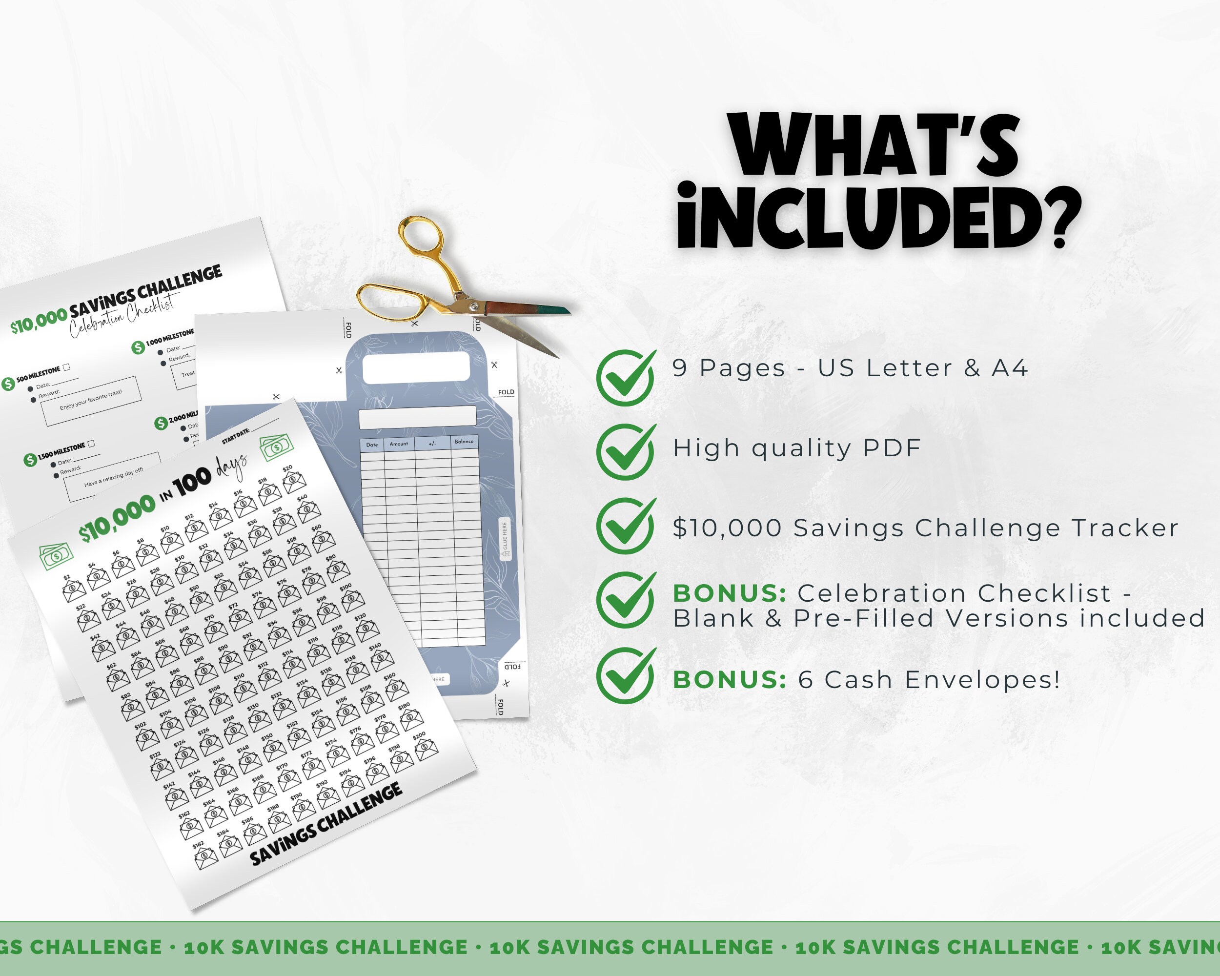 10K Savings Challenge Tracker, 100 Envelope Challenge, 100 Day and 52 ...