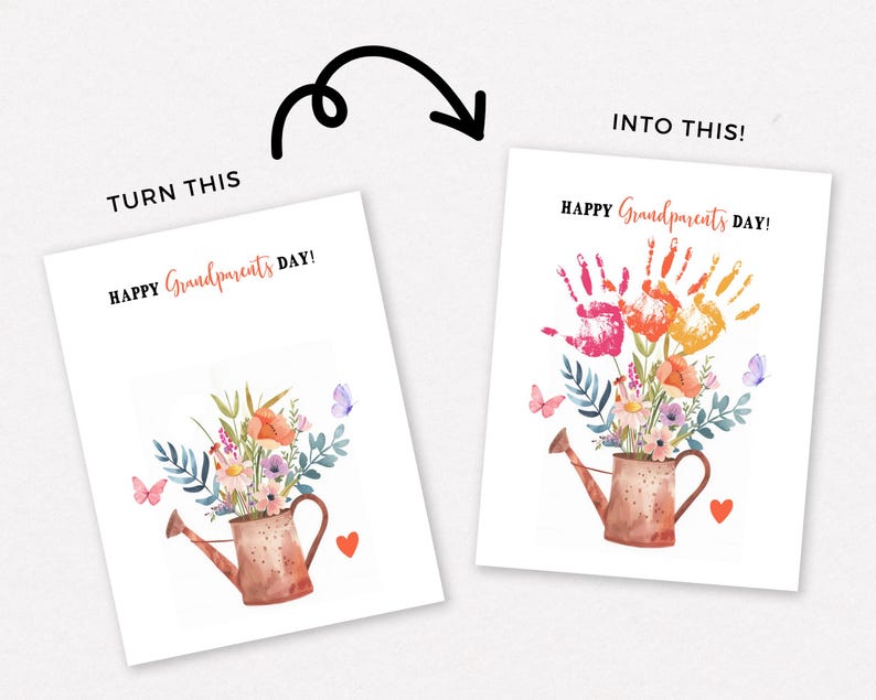 Grandparents Day Handprint Art, Custom Keepsake Gift From Grandkids ...