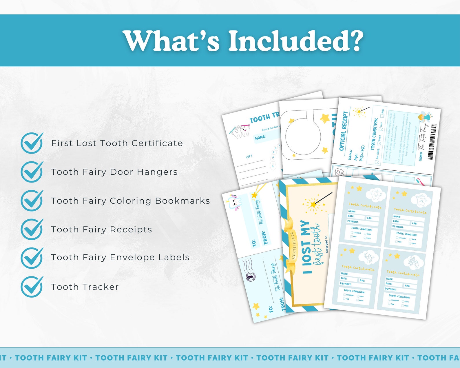 Blue Tooth Fairy Letter Receipt and Envelope Kit, Printable Tooth Fairy ...