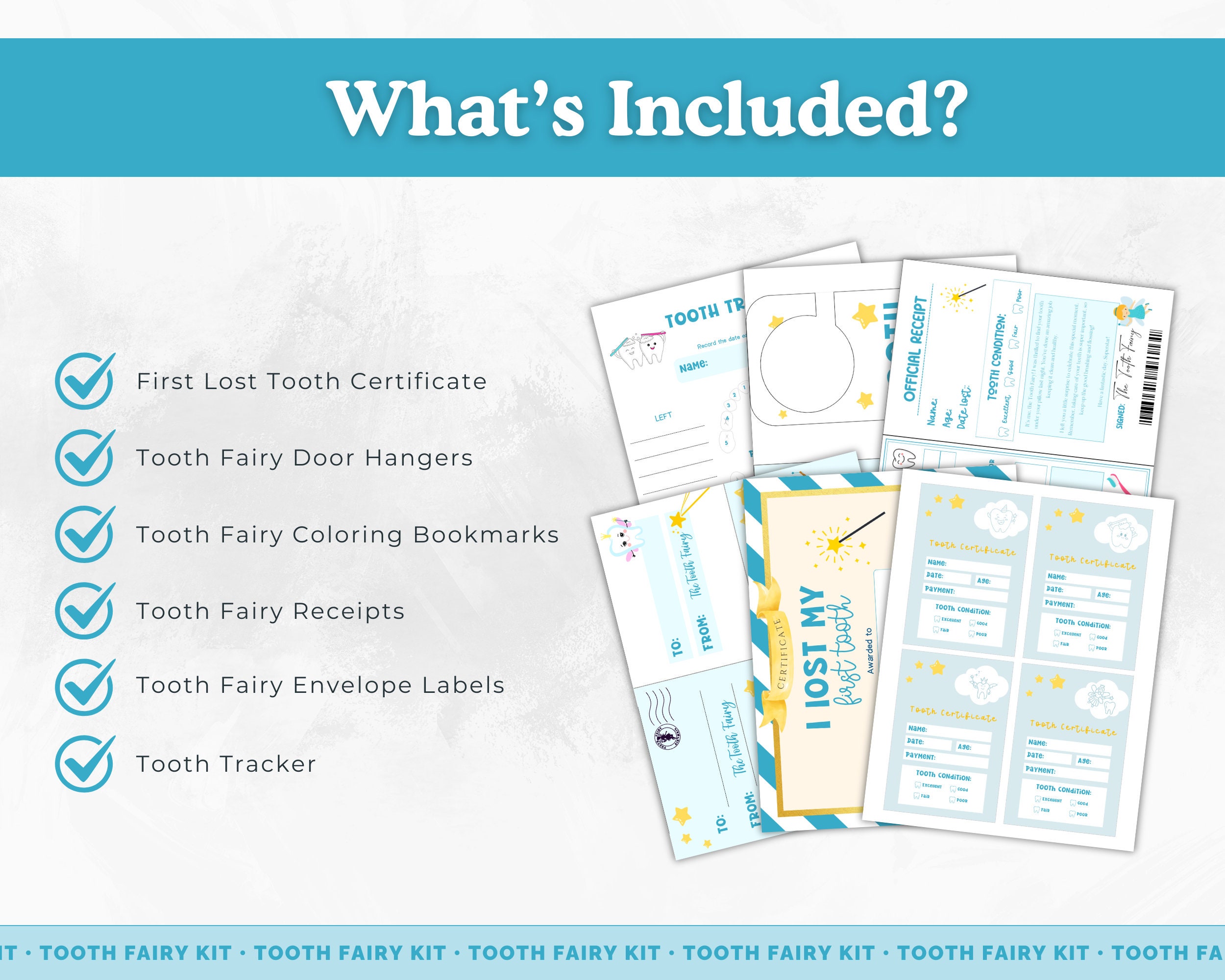 Blue Tooth Fairy Letter Receipt and Envelope Kit, Printable Tooth Fairy ...