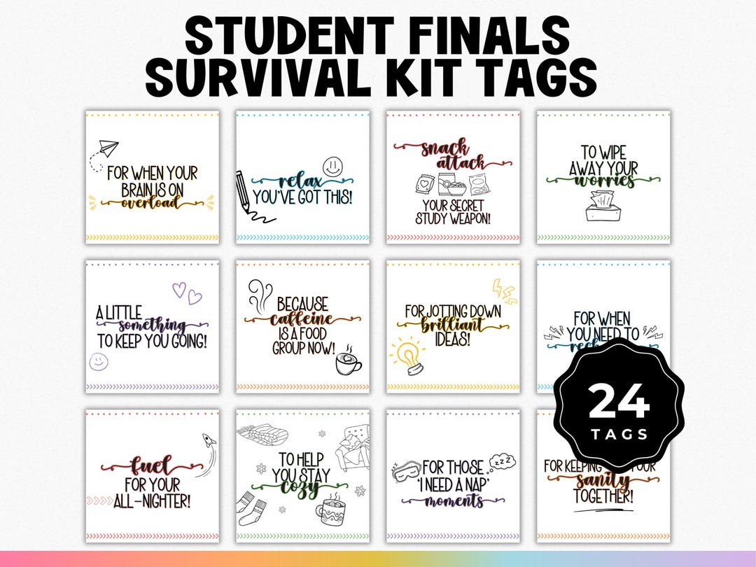 Student Finals Care Package, Printable Gift Tag for College Students ...