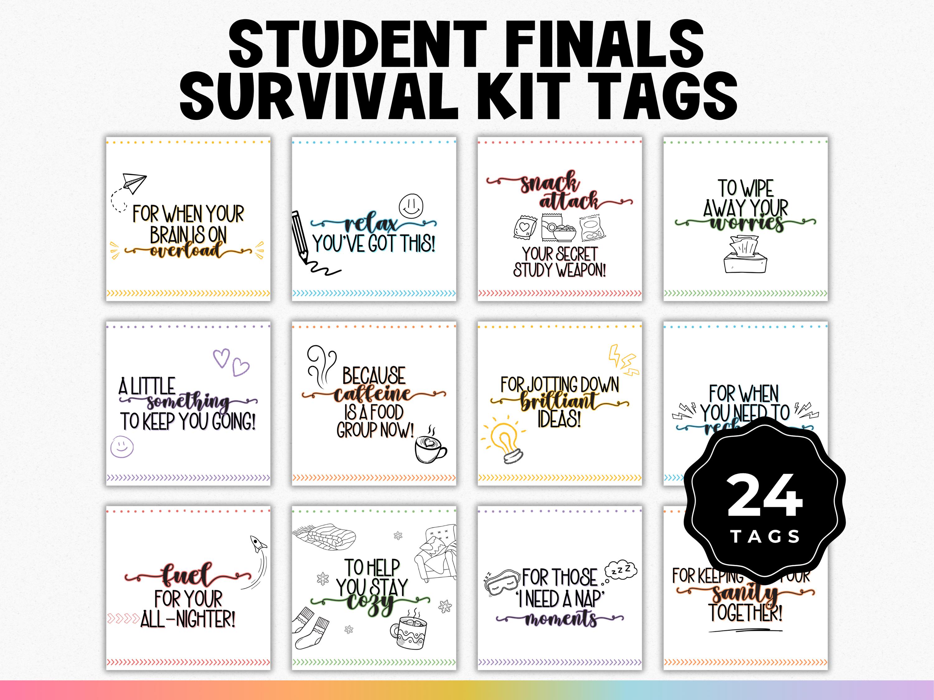 Student Finals Care Package, Printable Gift Tag for College Students ...