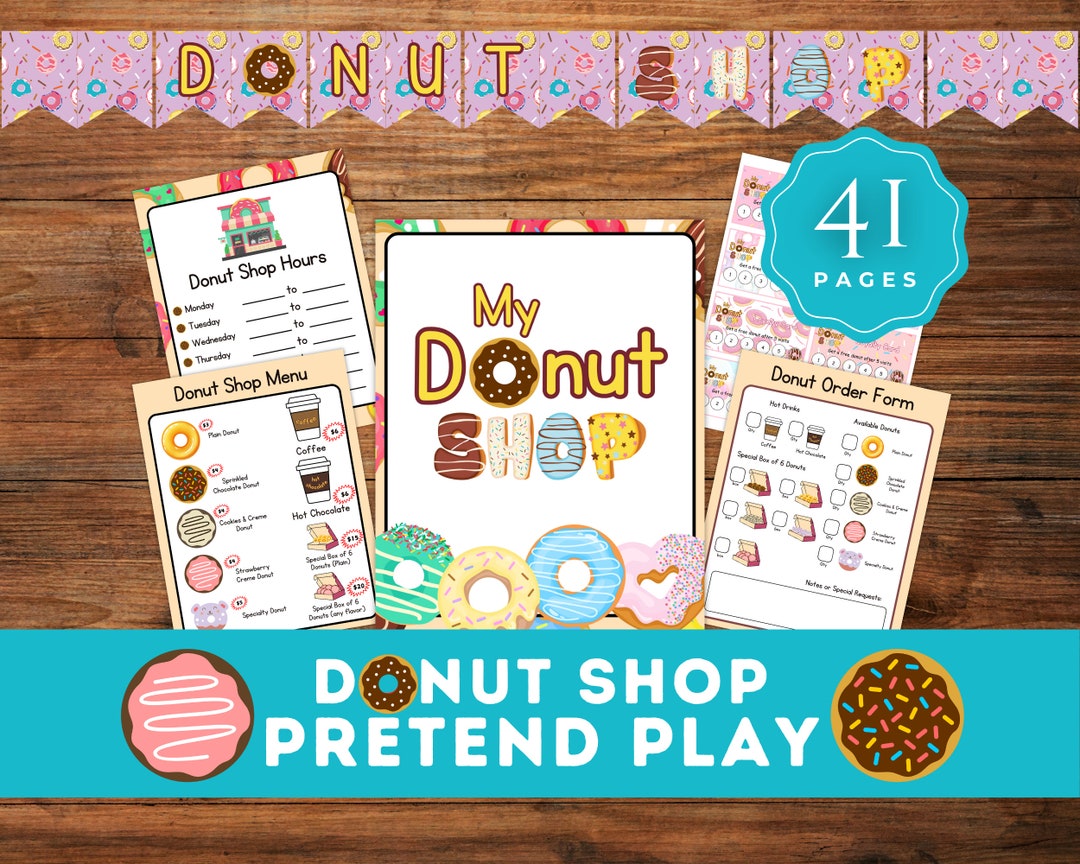 Donut Shop Pretend Play Printables, Home Dramatic Play, Kids Summer ...