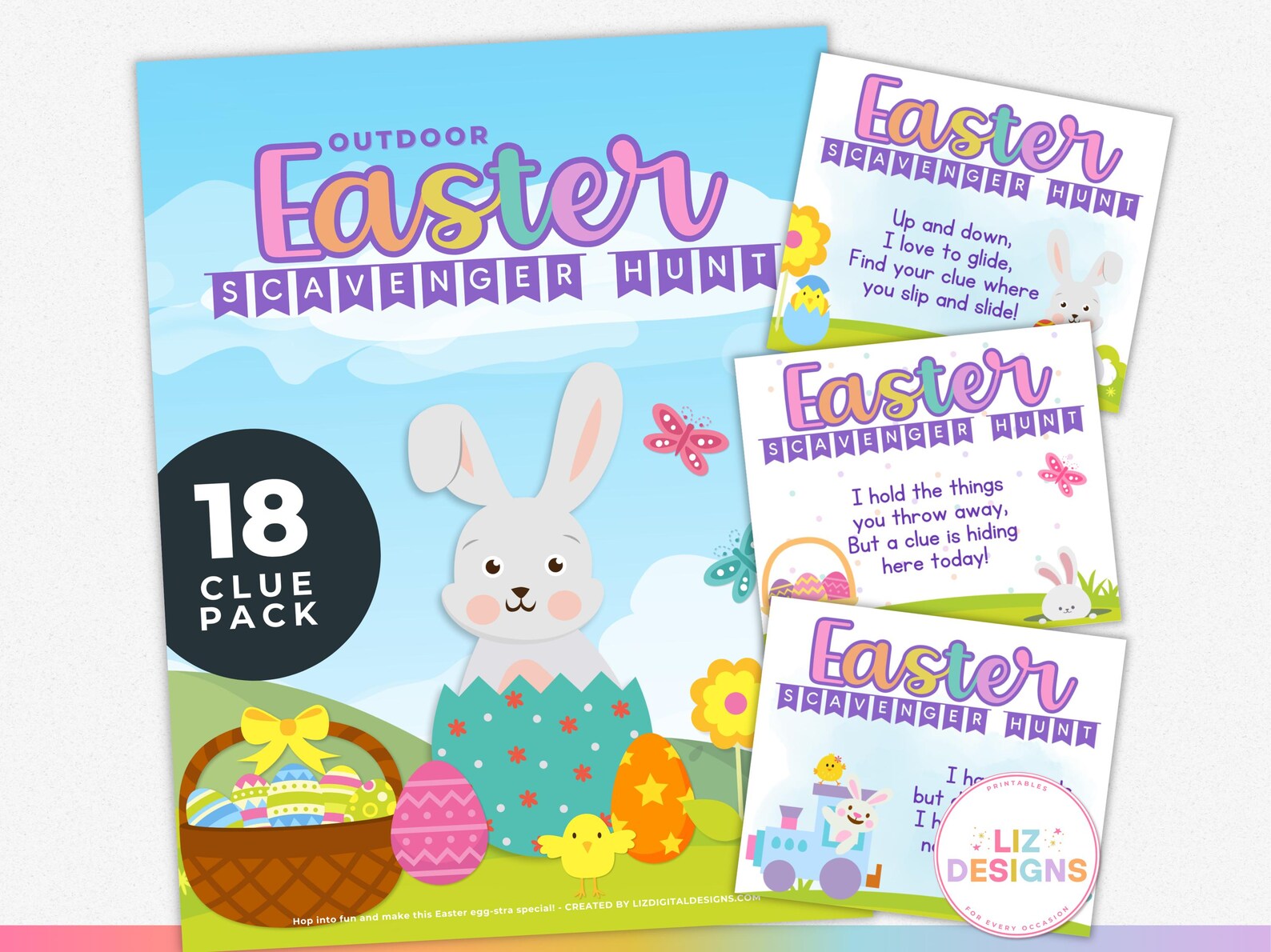 Outdoor Easter Scavenger Hunt Riddle Clue Cards, Fun Easter Egg Hunt ...