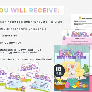 Indoor Easter Scavenger Hunt Riddle Clue Cards, Fun Easter Egg Hunt for ...