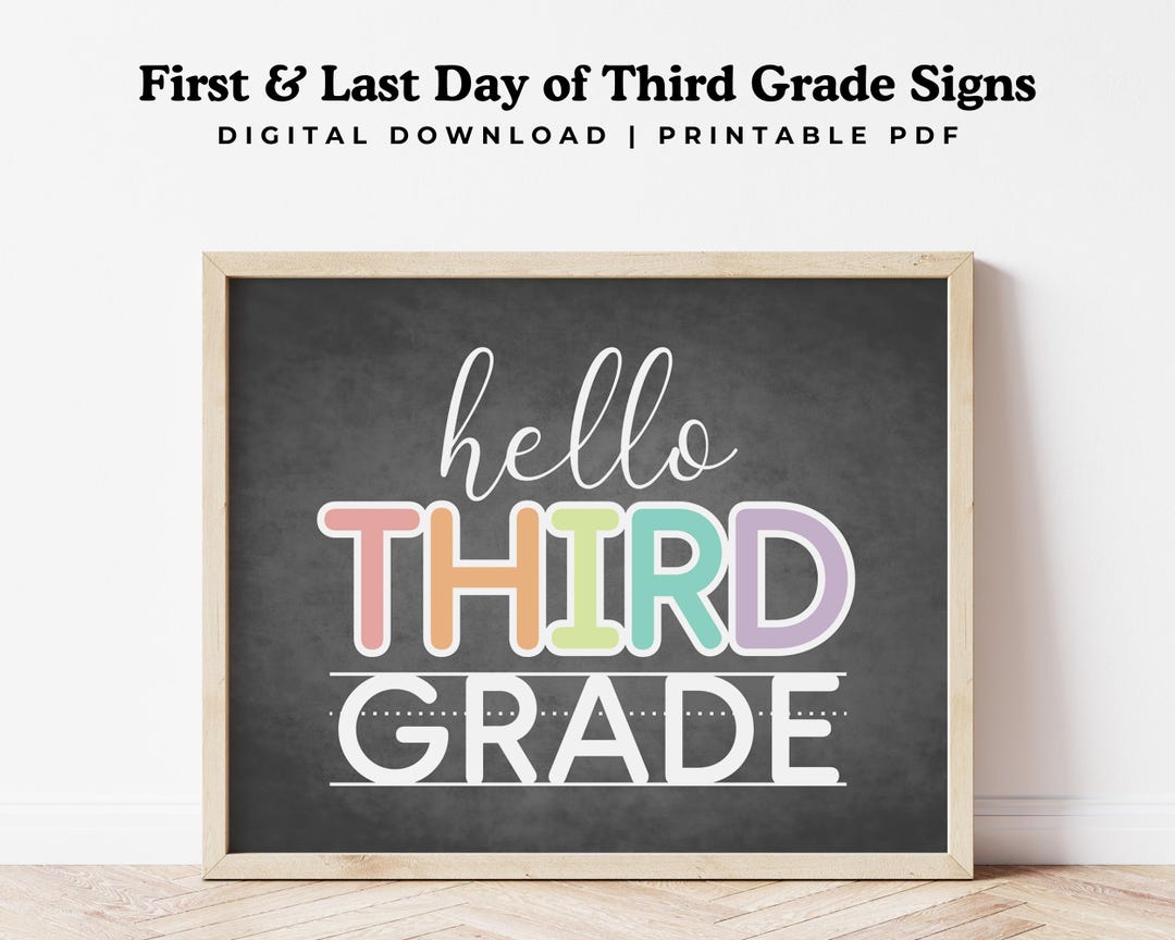 First Day of 3rd Grade Sign, Printable Last Day of Third Grade, Back to ...