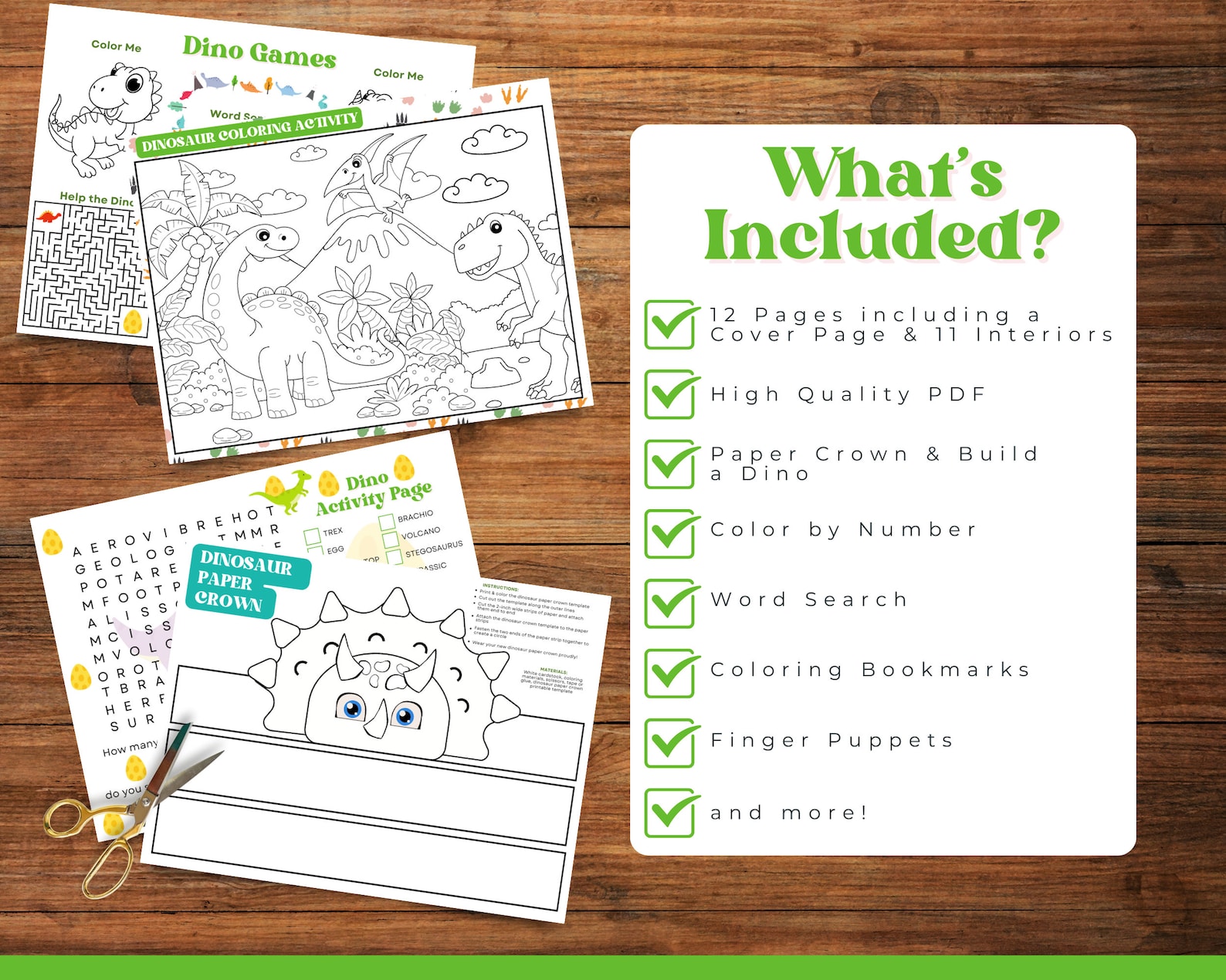 Dinosaur Kids Activity Sheets, Printable Dino Coloring Placemats, Kids ...