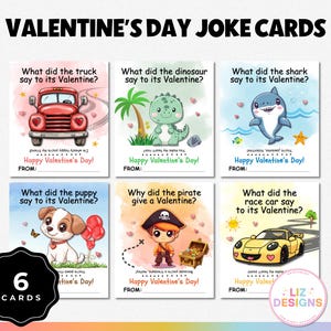 6 Kids Valentines Day Joke Cards, Printable Kids Valentine Cards for ...