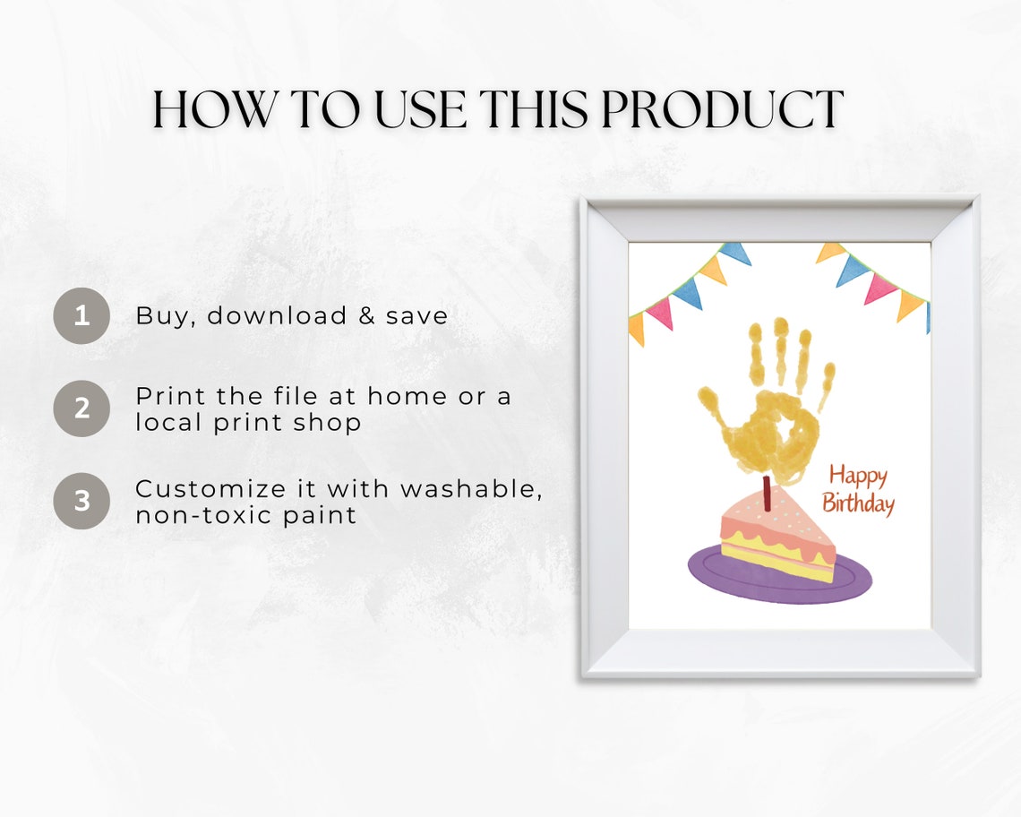 Printable Happy Birthday Handprint Art, Custom Birthday Gift, Birthday ...