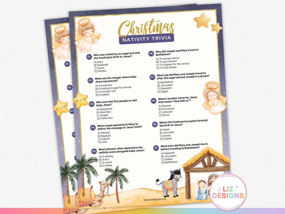 Christmas Bible Trivia Game, Nativity Trivia Questions, Church Party ...