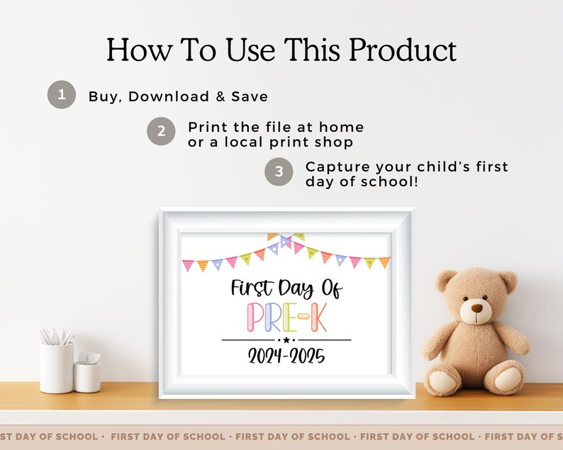 First Day of Pre-k Sign, Printable Back to School Prek Photo Prop ...