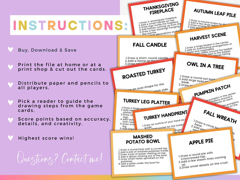 Thanksgiving Drawing Game, Printable Drawing Challenge, Office Party ...