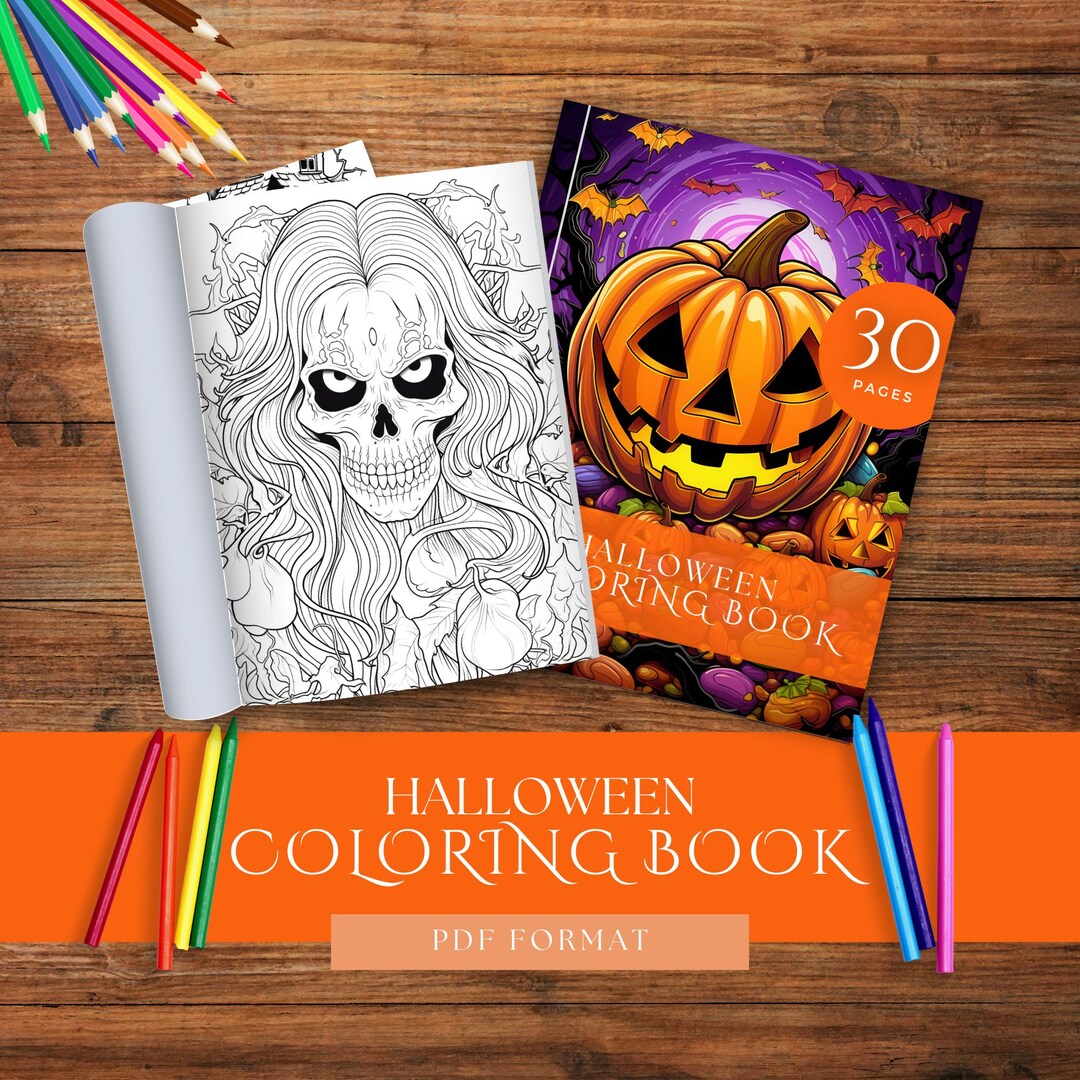 30 Page Printable Halloween Coloring Book, Spooky Fun for Kids and ...