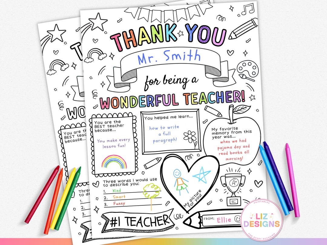 Teacher Appreciation Week Coloring Page, Printable Thank You From Kids ...