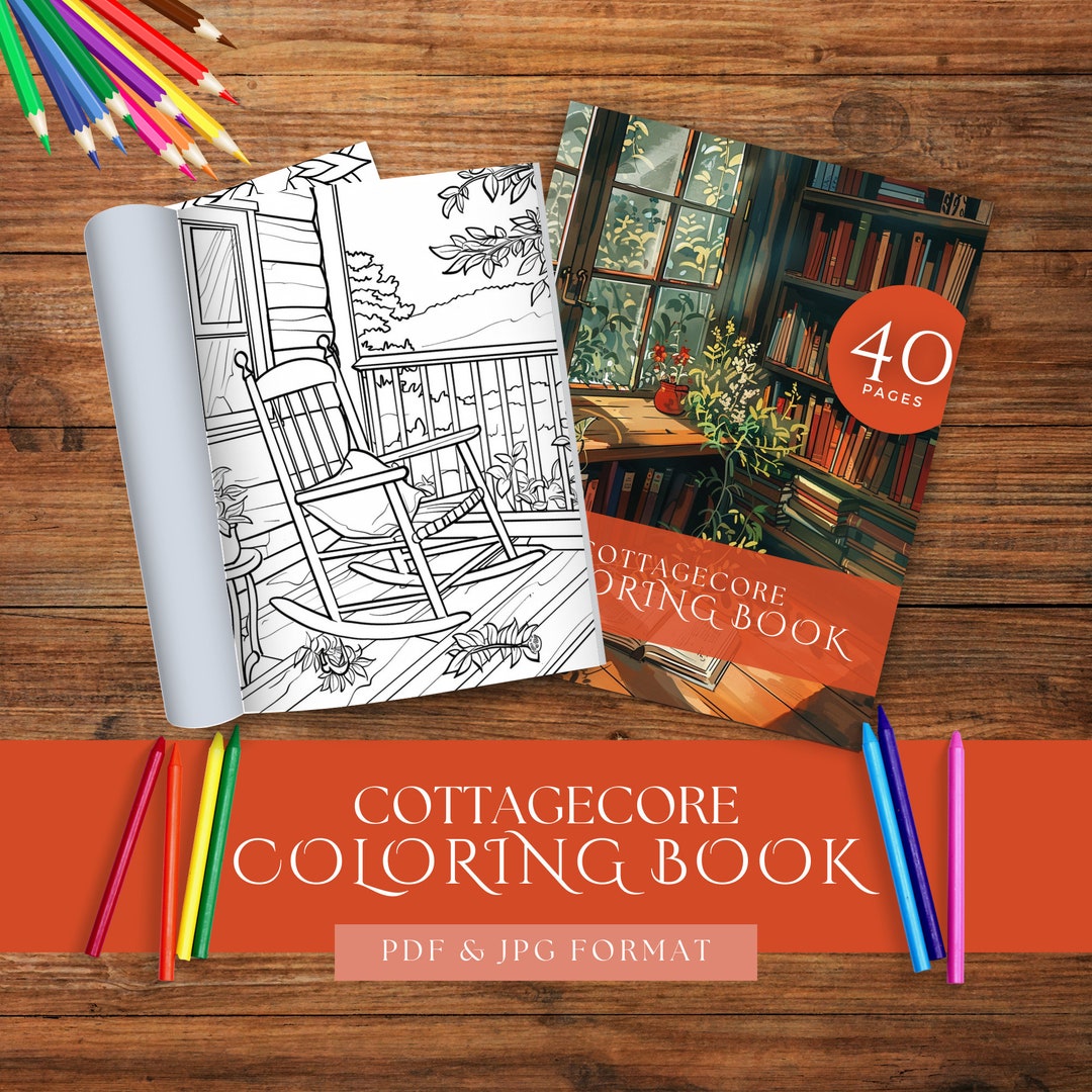 Cottagecore Adult and Kids Coloring Book, Printable Coloring Pages ...