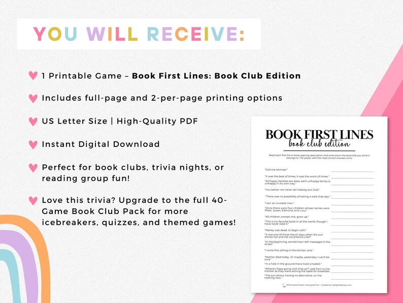 Book Club Icebreaker, Printable Book Club Trivia, Book Club Discussion ...