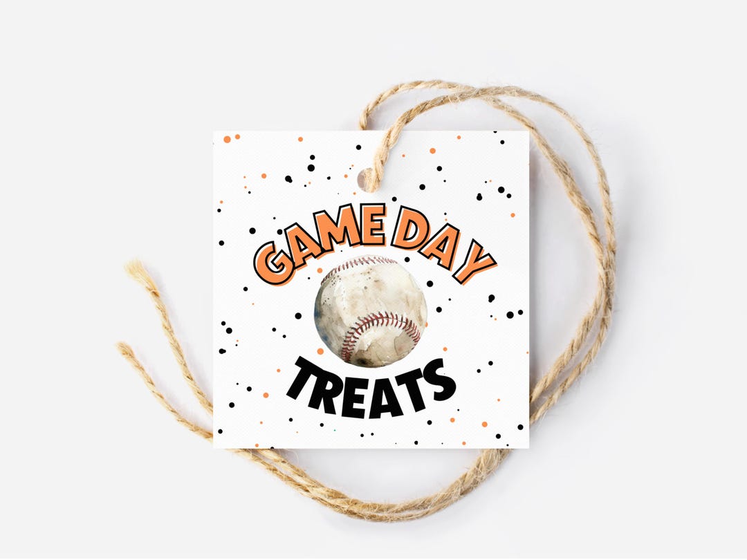 Printable Orange Baseball Game Day Snack Tag, Baseball Treat Tags, Team ...