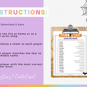 Halloween Name the Phobia Trivia Matching Game, Printable Halloween ...