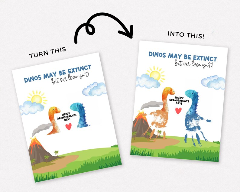 Grandparents Day Dinosaur Handprint Art, Cute Dino Keepsake Gift From ...