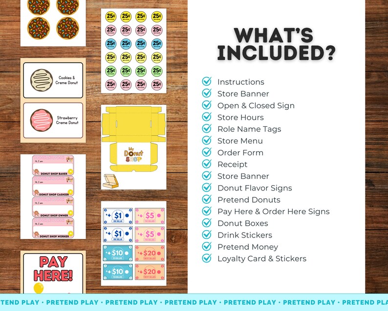 Donut Shop Pretend Play Printables, Home Dramatic Play, Kids Summer ...