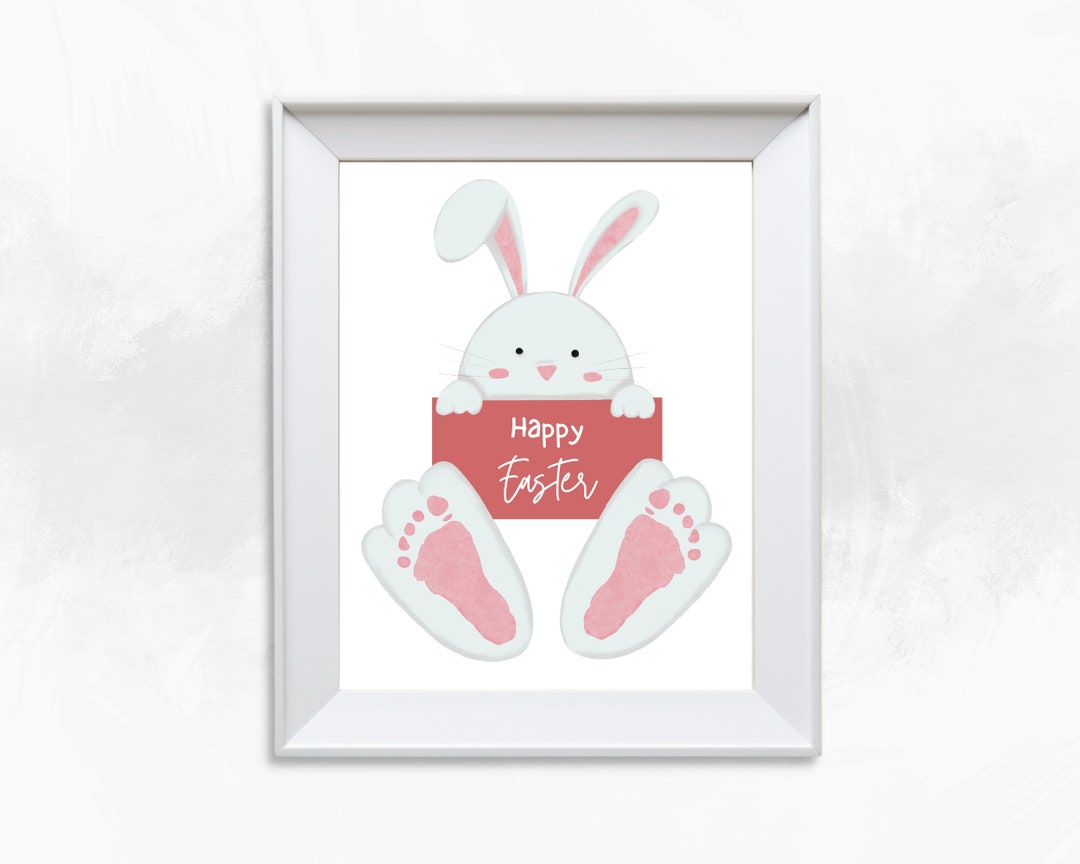 Easter Bunny Footprint Art Printable, First Easter Baby Footprint ...