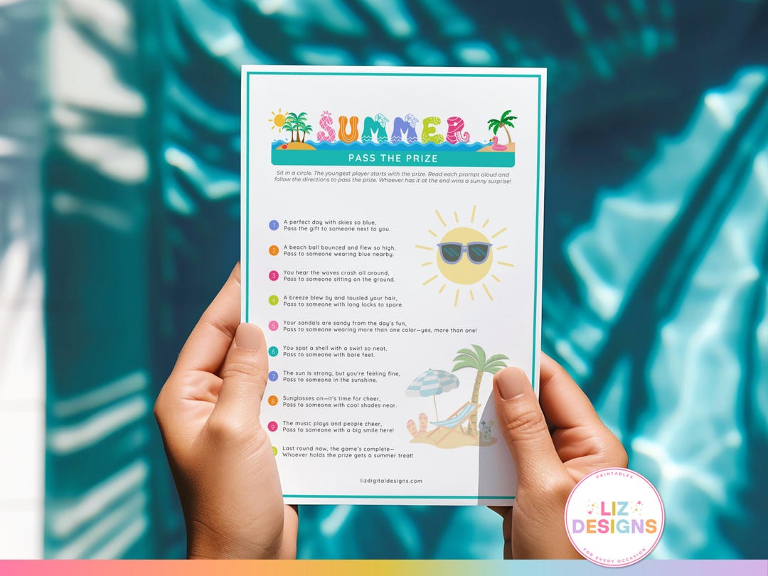 Summer Pass the Prize Game, Pool Party Gift Exchange Game, Pass the ...