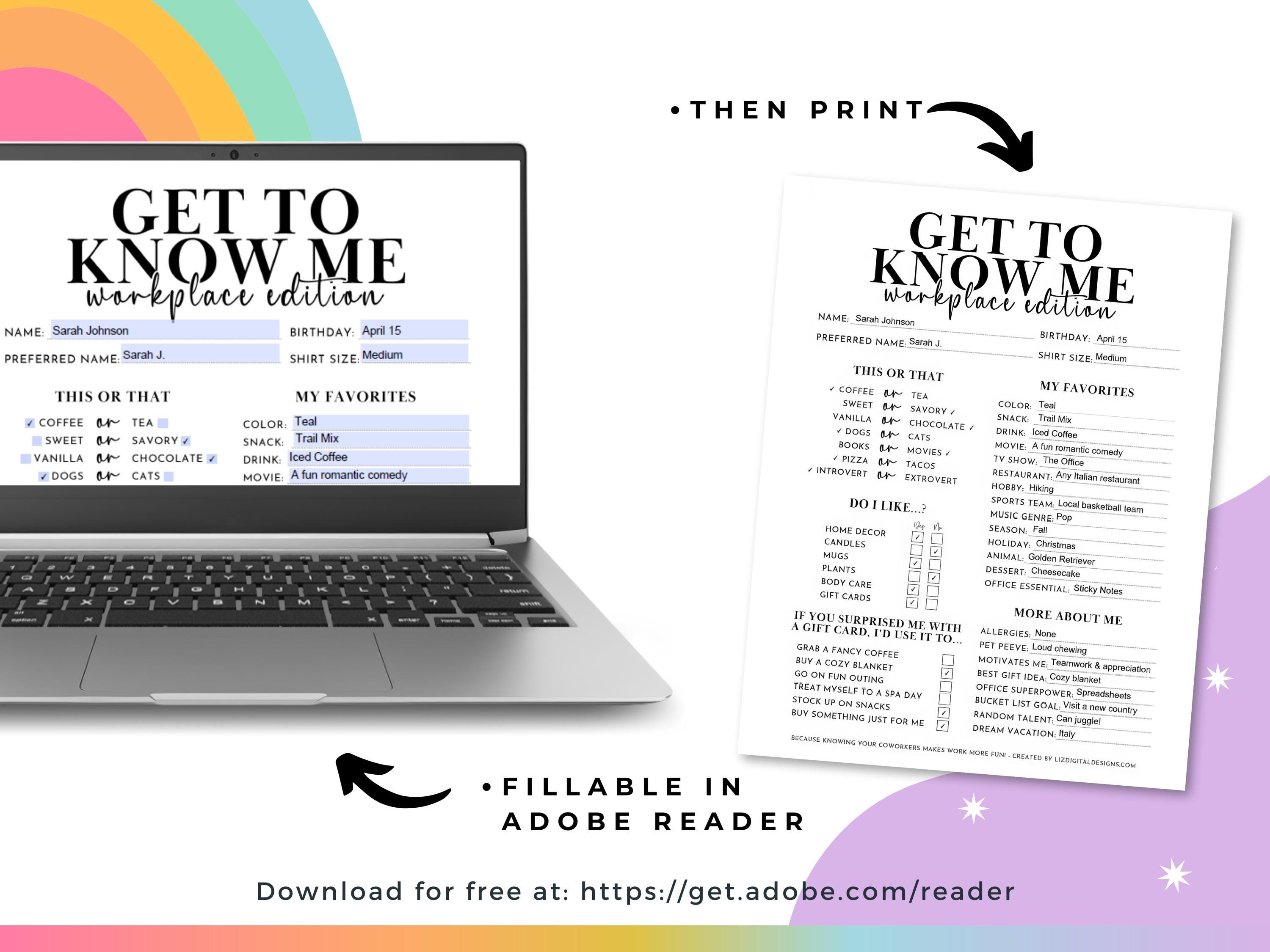Team Building Get to Know Your Staff Questionnaire Printable, Employee ...