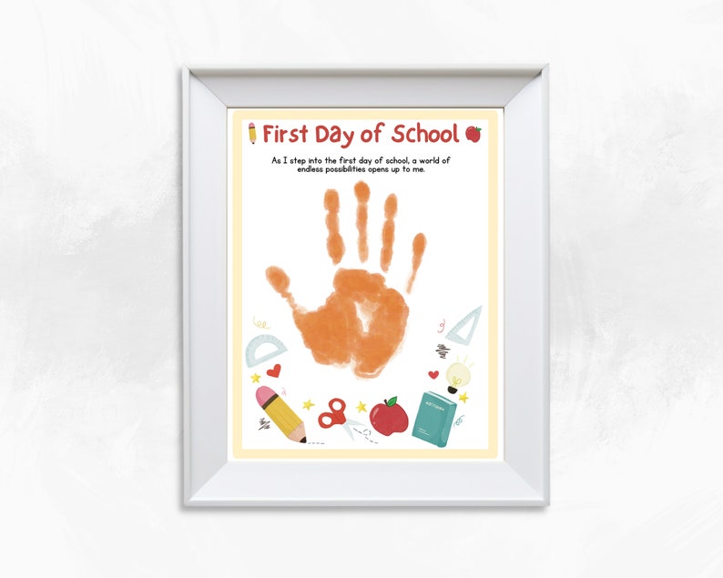 First Day of School Handprint Art, School Memory, Back to School ...