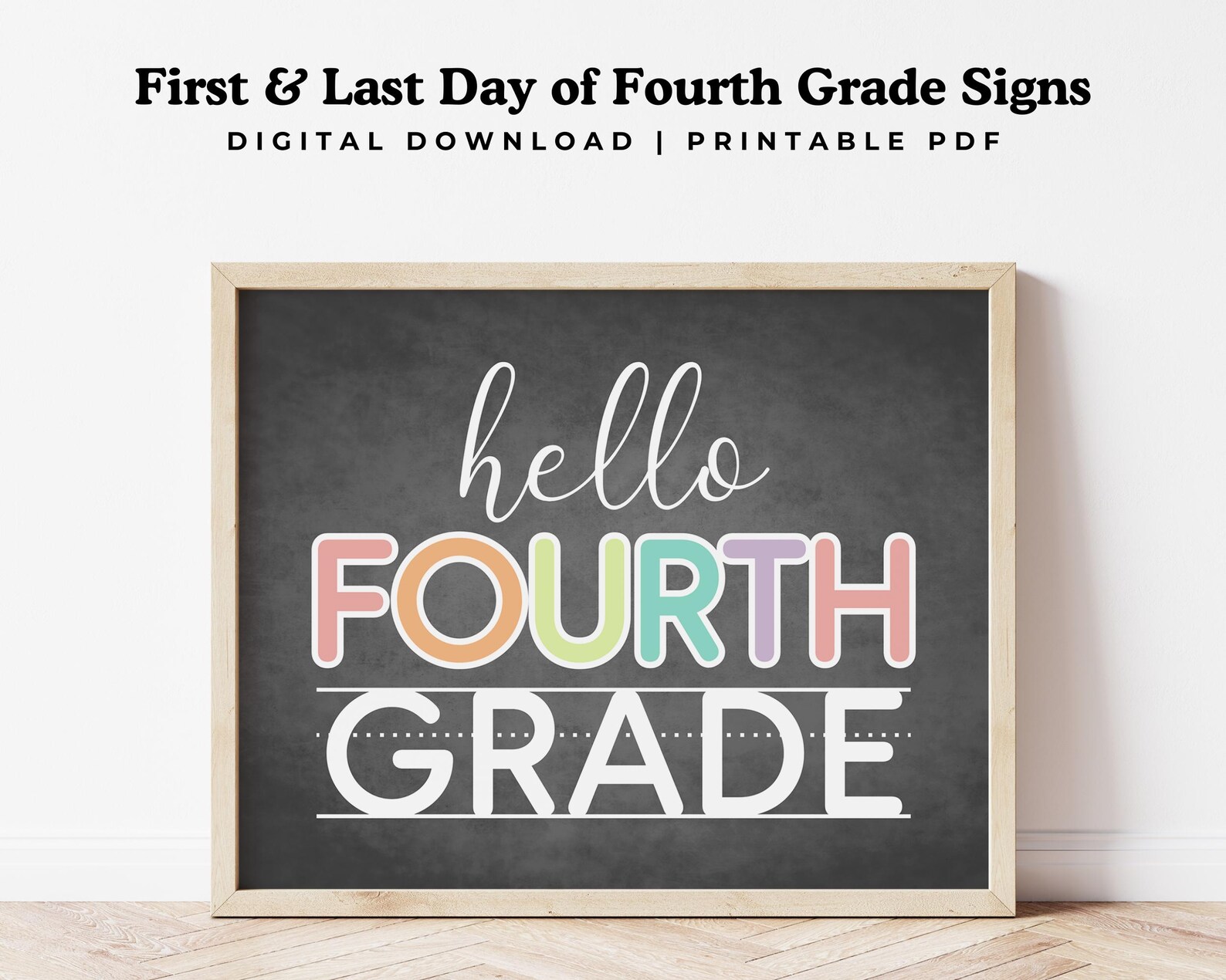First Day of 4th Grade Chalkboard Signs, Last Day of School Sign ...