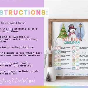Roll a Snowman Game, Printable Christmas Dice Party Game, Fun Family ...