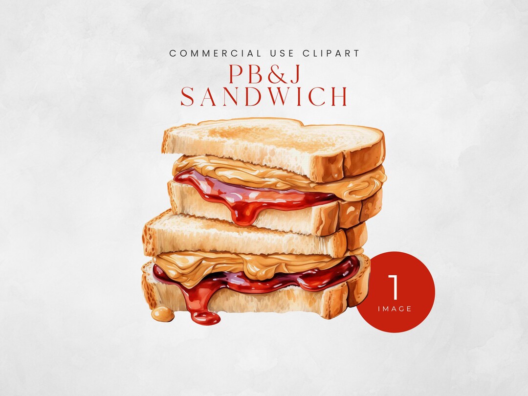 Watercolor Peanut Butter and Jelly Clipart, PB & J Sandwich Sticker ...