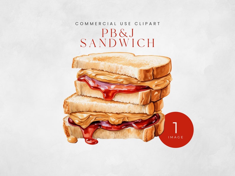 Watercolor Peanut Butter and Jelly Clipart, PB & J Sandwich Sticker ...