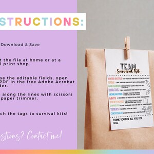 Printable Team Survival Kit Tag, Employee Appreciation, Staff ...