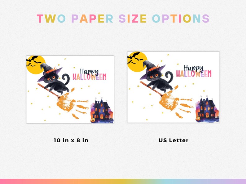 Printable Halloween Handprint Art, Black Cat Keepsake Gift, Halloween ...