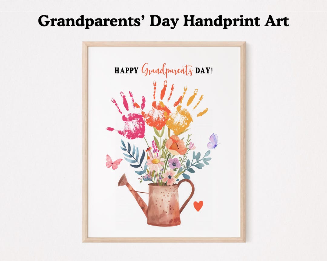 Grandparents Day Handprint Art, Custom Keepsake Gift From Grandkids ...