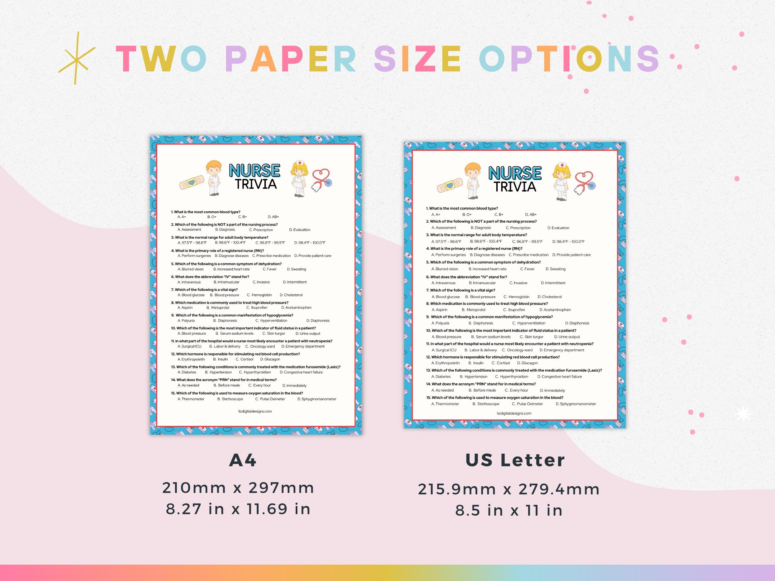 Printable Nurse Trivia, Nurse Appreciation Party Game, Medical Party ...