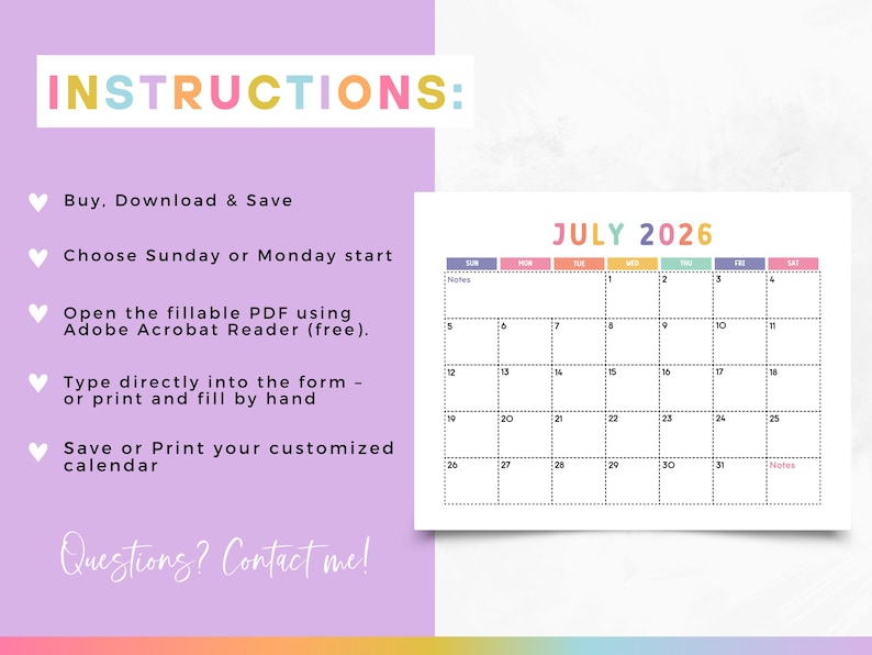 2025-2026 School Year Calendar, Printable Editable Monthly Academic ...