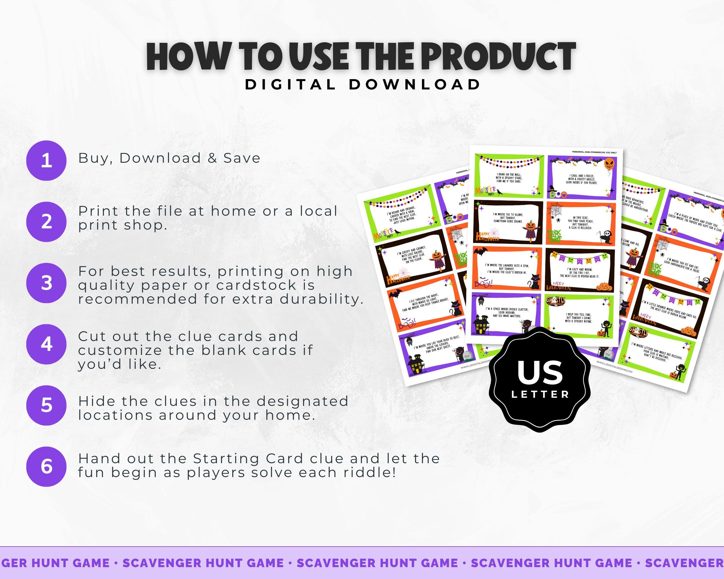 Halloween Indoor Scavenger Hunt Game for Kids and Teens, Fun Printable ...