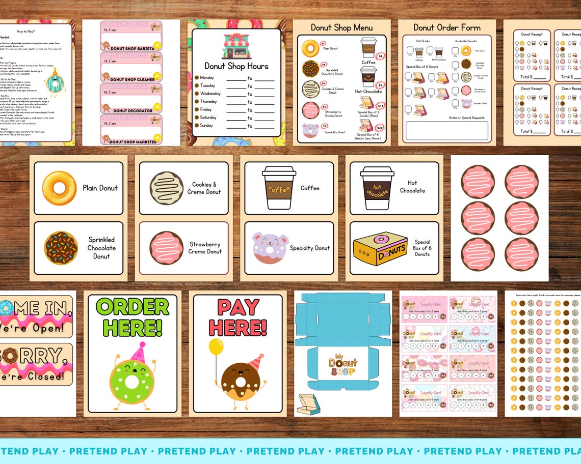 Donut Shop Pretend Play Printables, Home Dramatic Play, Kids Summer ...