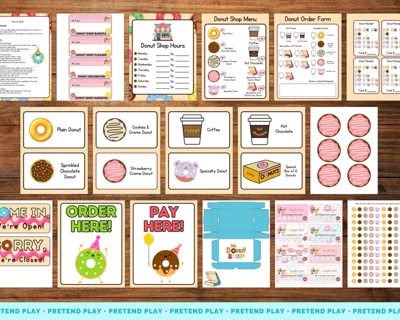 Donut Shop Pretend Play Printables, Home Dramatic Play, Kids Summer ...