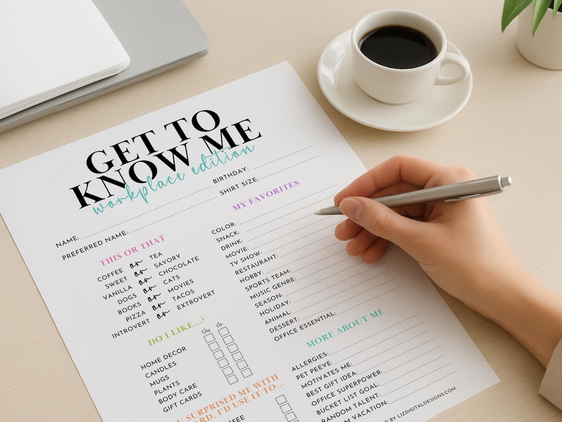 Team Building Get to Know Your Staff Questionnaire Printable, Employee ...