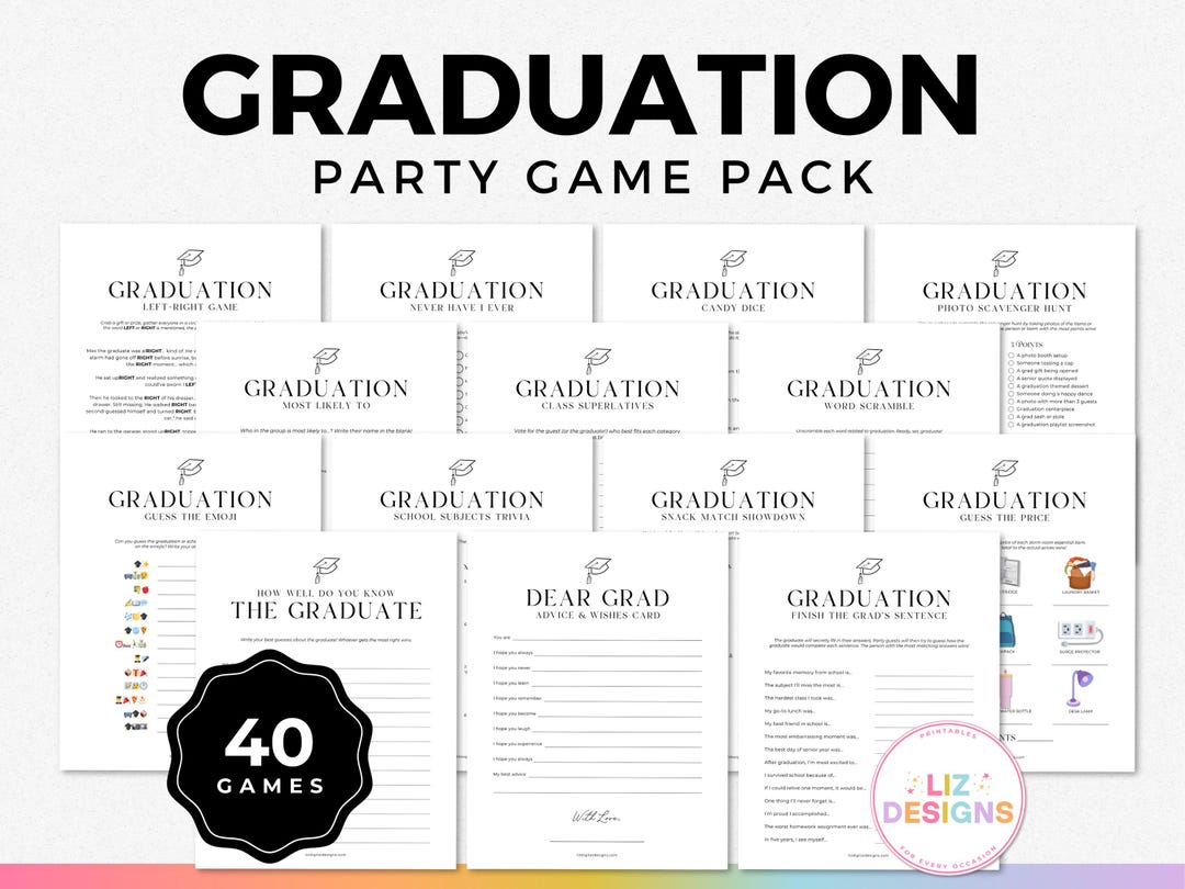 40 Graduation Party Games Bundle, Senior Grad Party for College & High ...