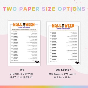 Halloween Name the Phobia Trivia Matching Game, Printable Halloween ...